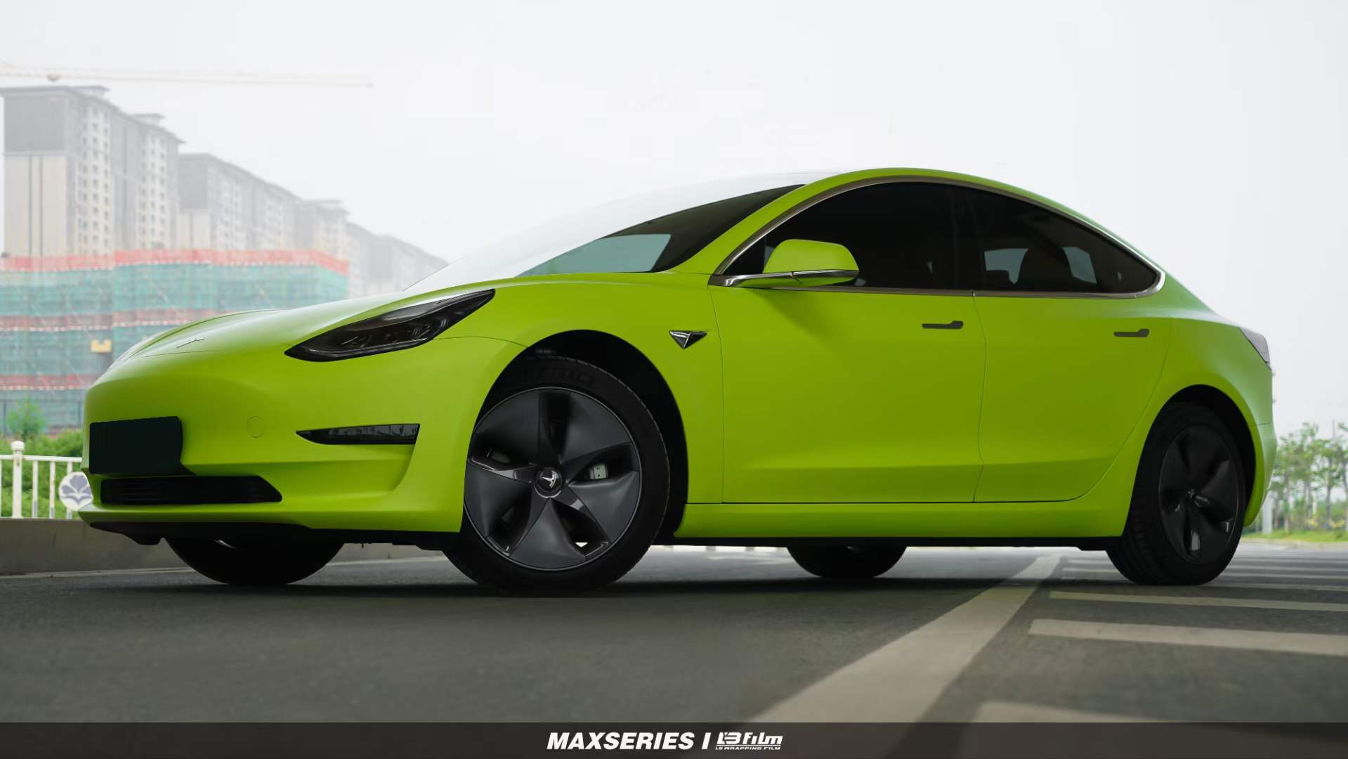 特斯拉-MOdel3贴膜LBFILM改色膜消光荧光黄_搜狐汽车_搜狐网