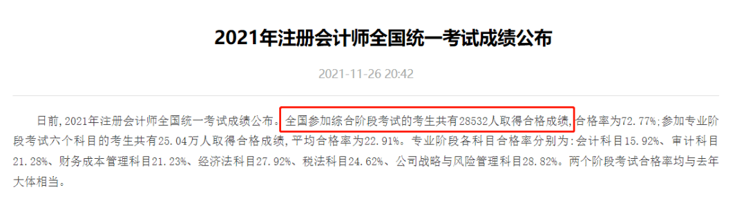 2021年CPA合格人数出来啦！-搜狐大视野-搜狐新闻