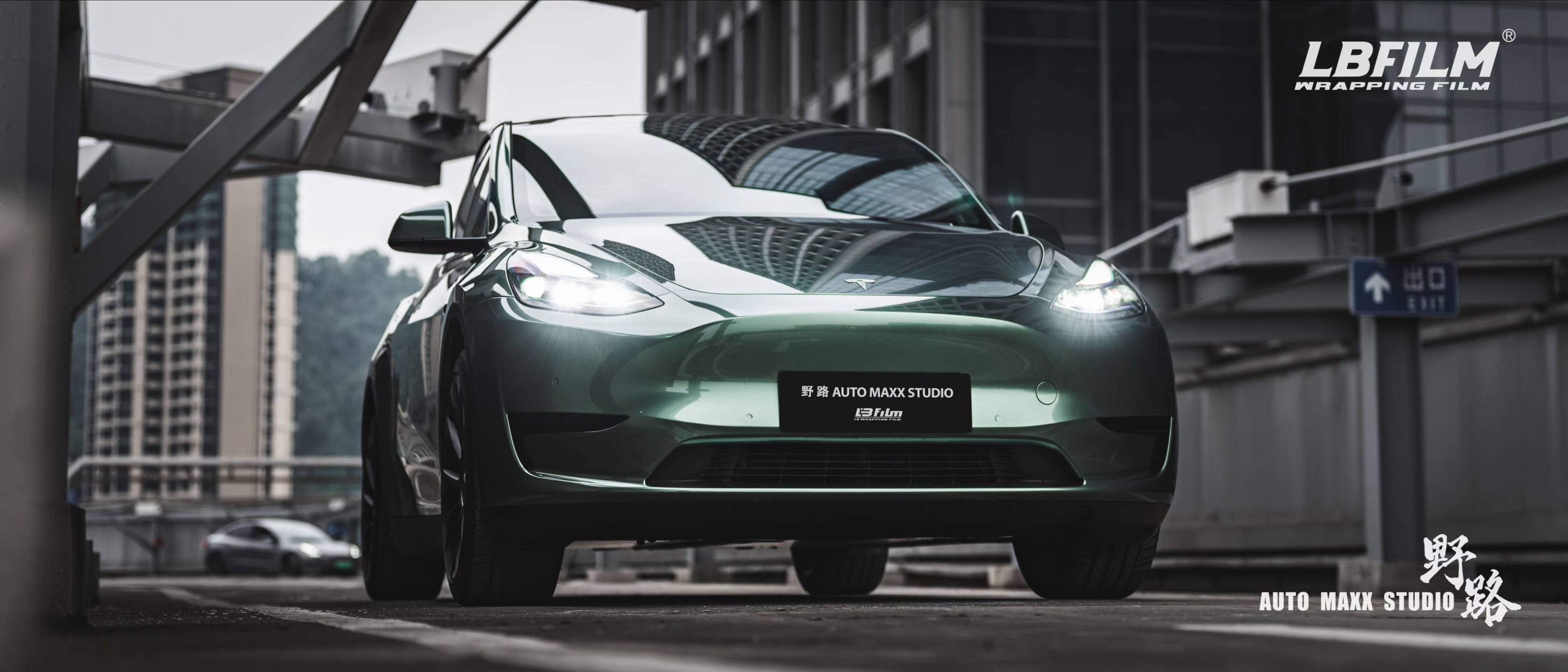 特斯拉modelY-LB改色膜液态金属苍岭绿，苍岭绿 质朴的贵族_搜狐汽车_搜狐网