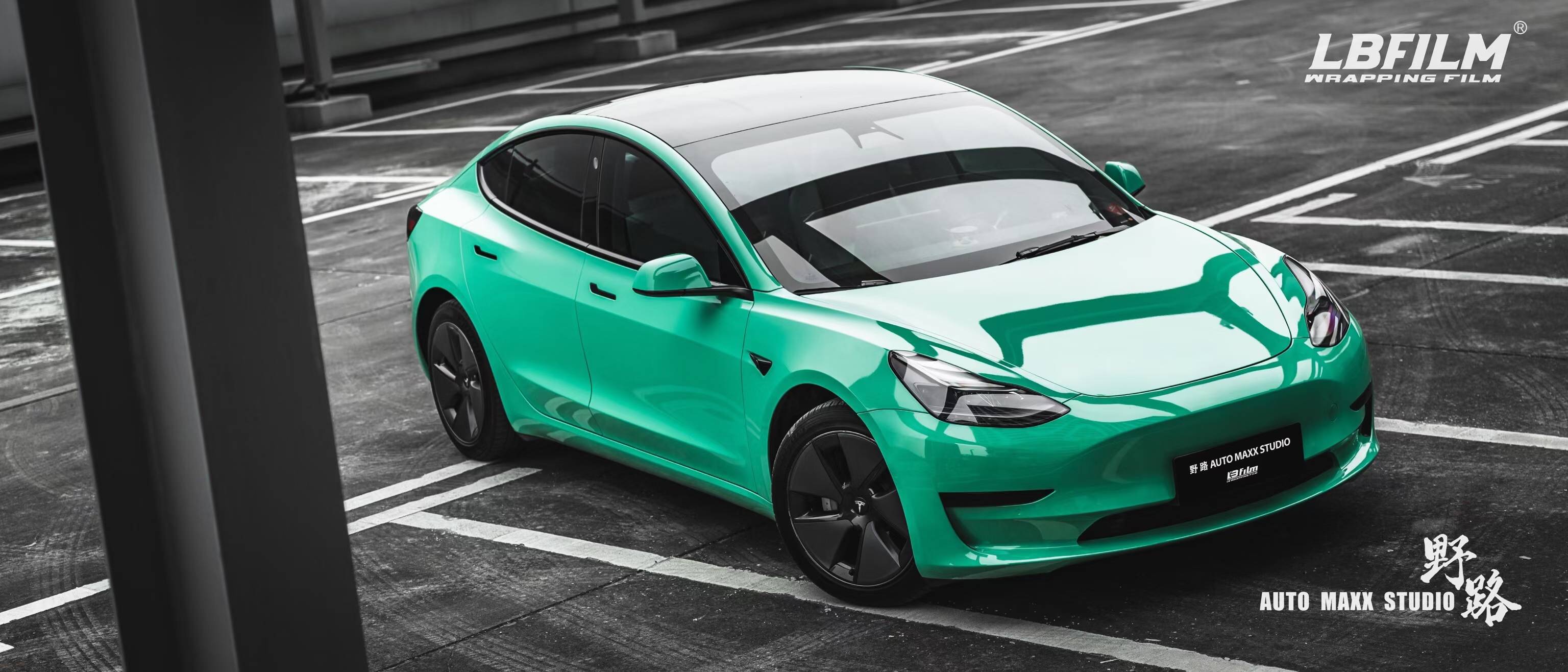 特斯拉Model3-LB改色膜超亮薄荷绿，你需要一款清爽亮眼的薄荷绿_搜狐汽车_搜狐网