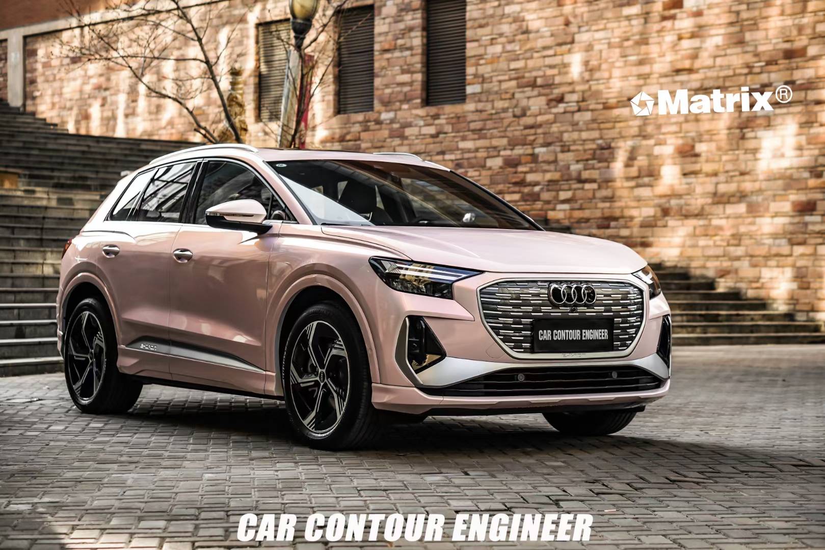 奥迪Q5E-tron矩阵改色膜花悦粉，粉粉嫩嫩的质感恰到好处_搜狐汽车_搜狐网