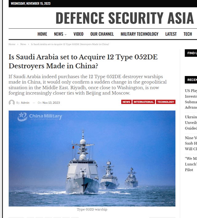 沙特又找中国，开口就是12条052D？ -6parkbbs.com