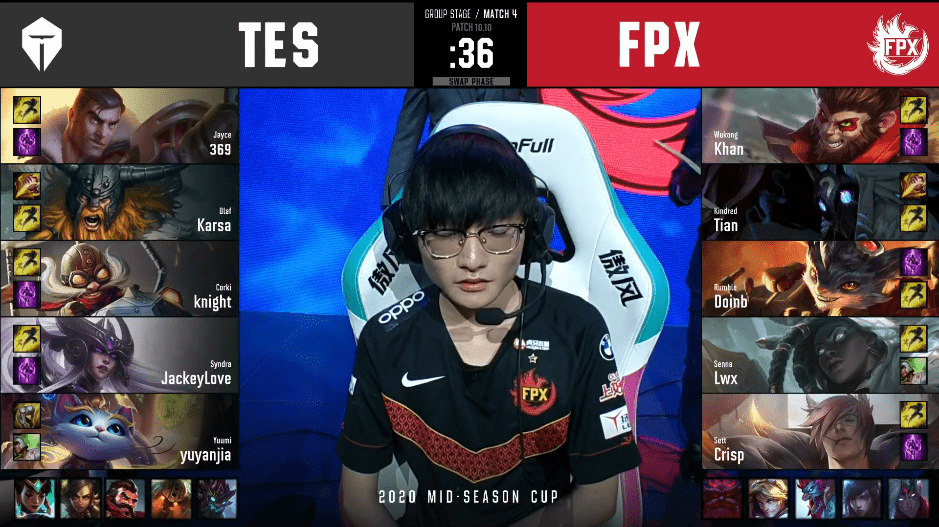 英雄联盟：Tian千珏节奏飞起，FPX完美运营拿下TES，A组四队战平_奥拉夫