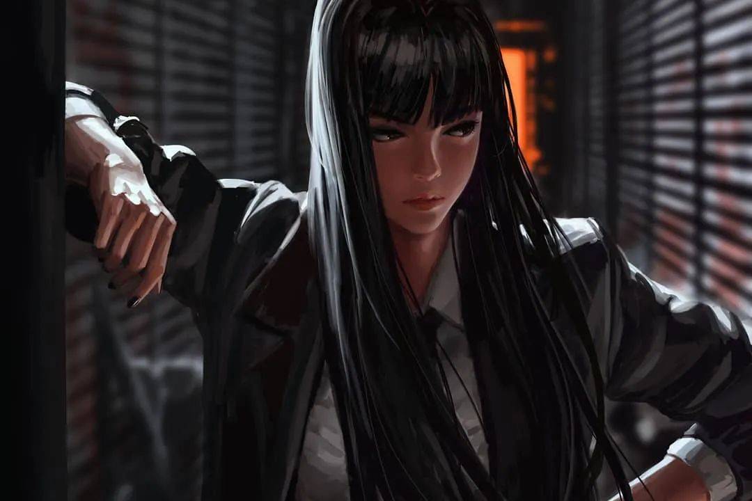 每日插画|又酷又飒！95后新晋画师竟是恶人专业户，姐姐好帅网友直呼太喜欢了_guweiz