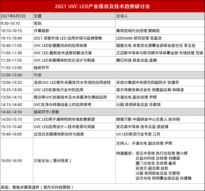 2021 UVC LED产业现状及技术趋势研讨会参会公司名单公布_科技