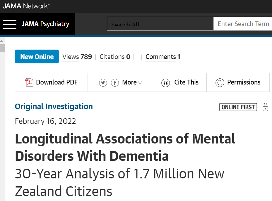 JAMA子刊：精神障碍可能会增加日后患痴呆症的风险_研究_al_身体