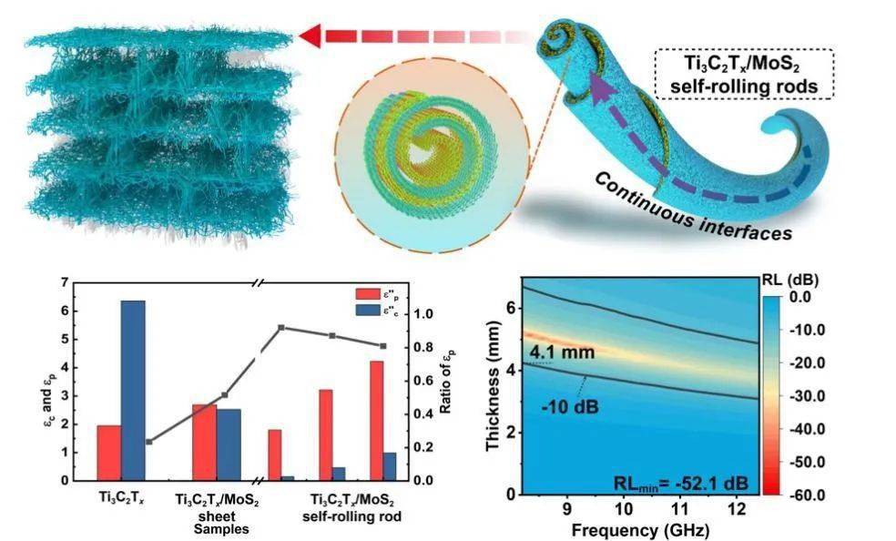 西北工业大学范晓孟/吴宏景Adv. Sci.：基于Ti3C2Tx/MoS2 自卷曲棒状结构的高性能吸波泡沫_材料_期刊_影响