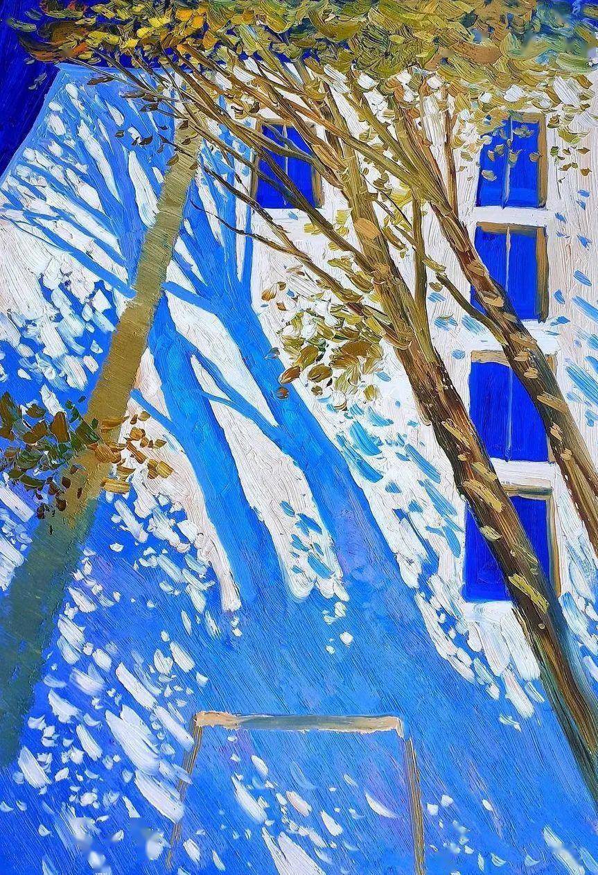 这蓝色的树影，光影也太绝了吧_Sergiy_艺术_作品