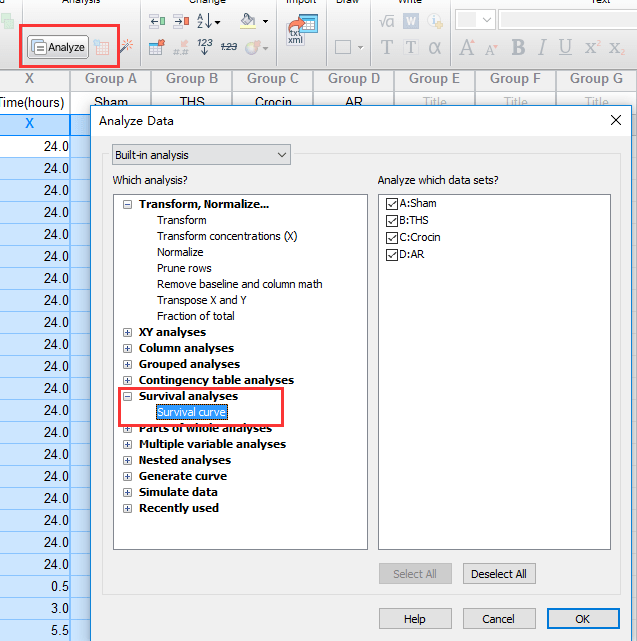 手把手教你用GraphPad做生存分析_应用_bars_Group