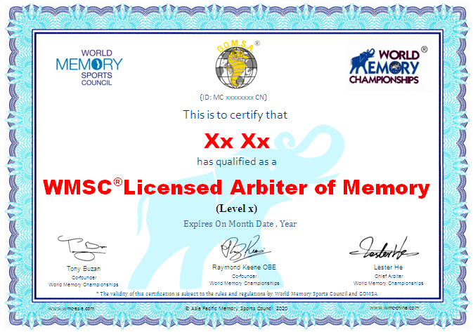 《世界记忆运动理事会WMSC官方认证记忆裁判课程》第11期开始接受报名！_锦标赛_大脑_记忆