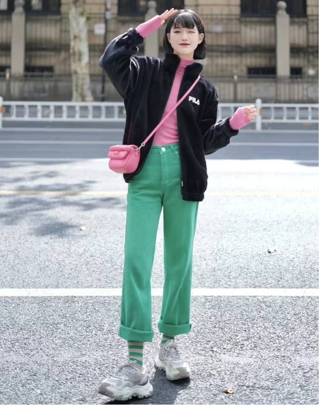 绿色搭配这13个颜色，好看又高级_look_黑色_白色