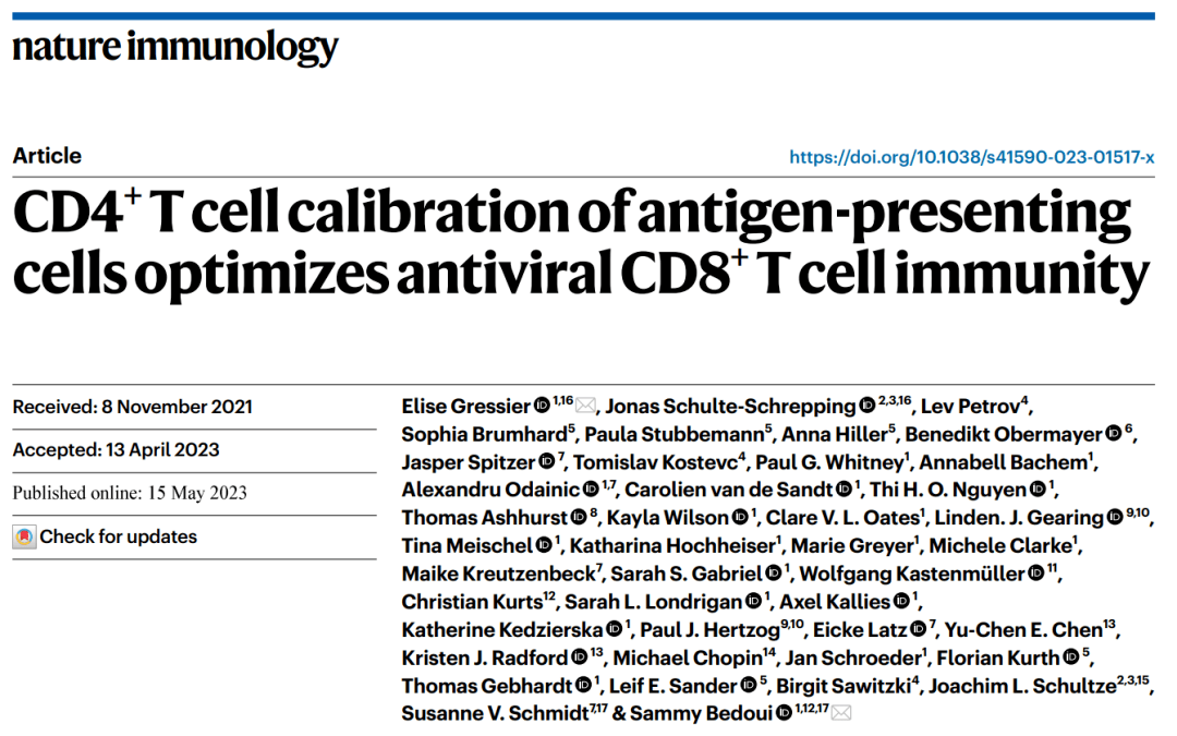 Nat Immunol｜CD4+T细胞校正抗原提呈细胞优化CD8+T细胞的抗病毒免疫_cell_help_信号