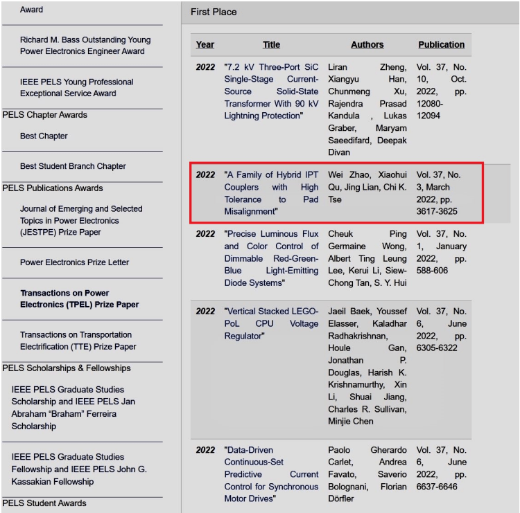 祝贺！东南大学团队获得电力电子领域顶级期刊IEEE TPEL 2022年度优秀论文一等奖_电气_of_传输