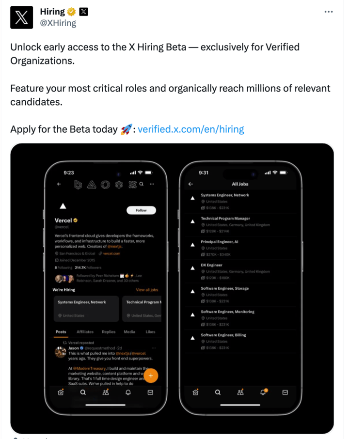 X（推特）推出招聘功能对标LinkedIn 离超级应用又近一步_商家_东方_迪士尼