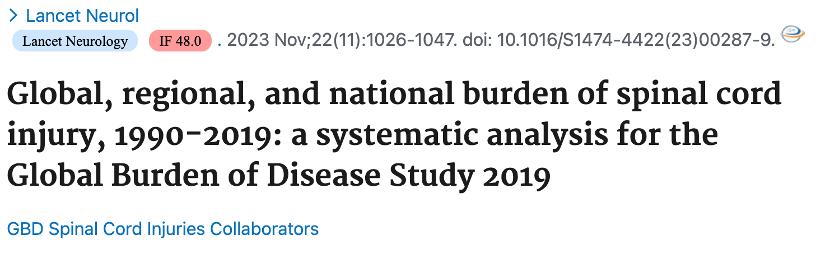 文献编译| Lancet Neurology：脊髓损伤的20年全球负担_患病率_发病率_年数据
